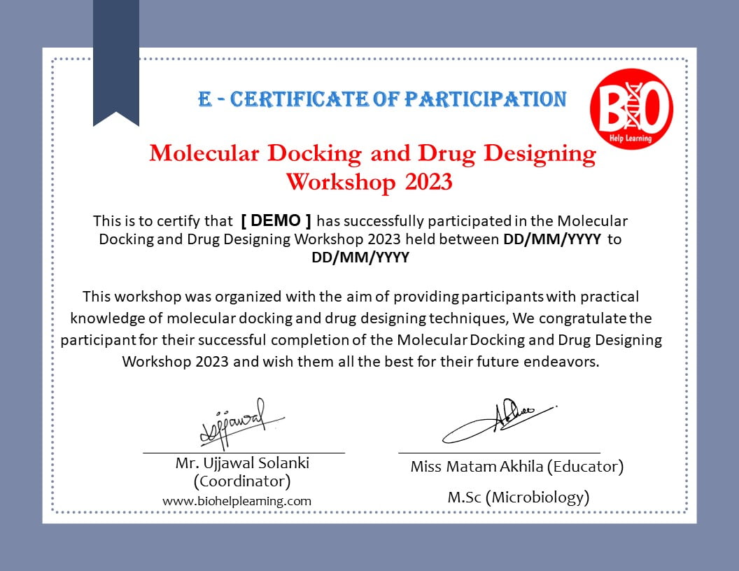 Molecular Docking & Drug Designing Workshop 2023 - Bio Help Learning